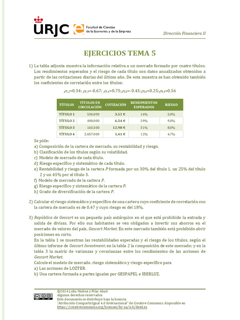 Tema 5 - Ejercicios | PDF | Mercados financieros | Inversiones