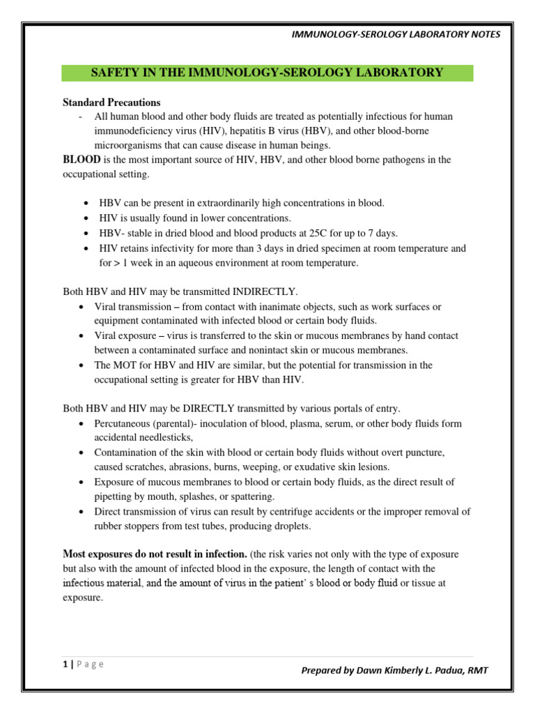 Immunology and Serology Laboratory Notes | PDF | Immunoassay | Elisa