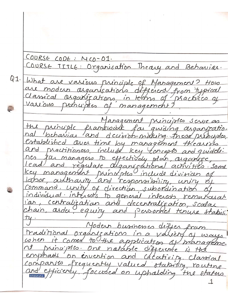 MCO-1 Handwritten Assignment | PDF