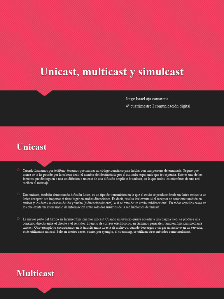 Unicast, Multicast y Simulcast | PDF | Tecnología de información y ...