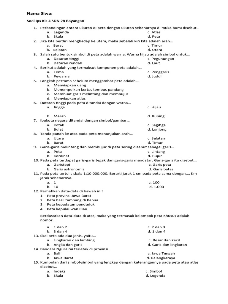 Soal Ips Kls 4 | PDF