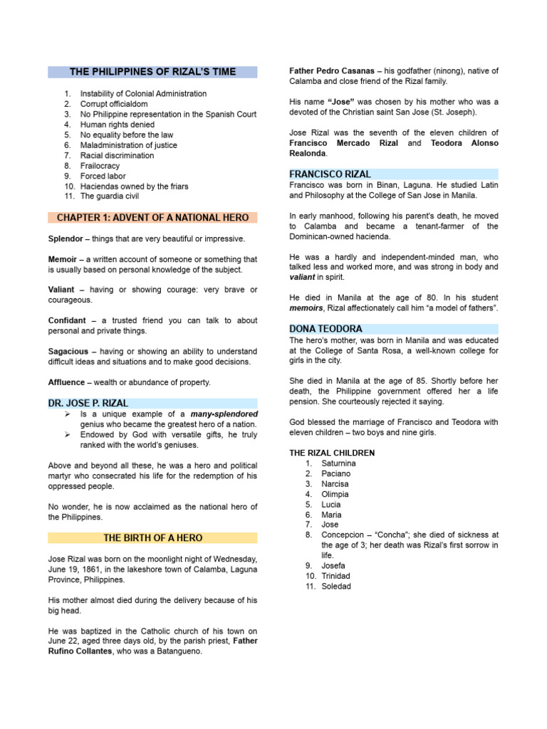 Rizal Chapter 1-5 | PDF