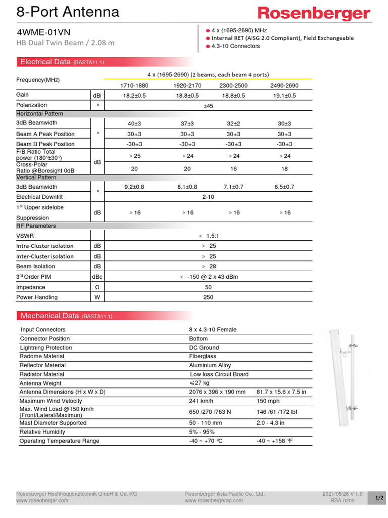 4WME-01VN Twinbeam 8P | PDF | Antenna (Radio) | Radio Technology