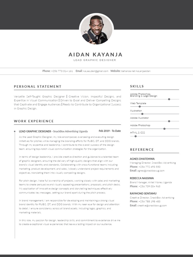 Aidan Kayanja Resume Graphic Designer 2023 | PDF | Graphic Design | Brand