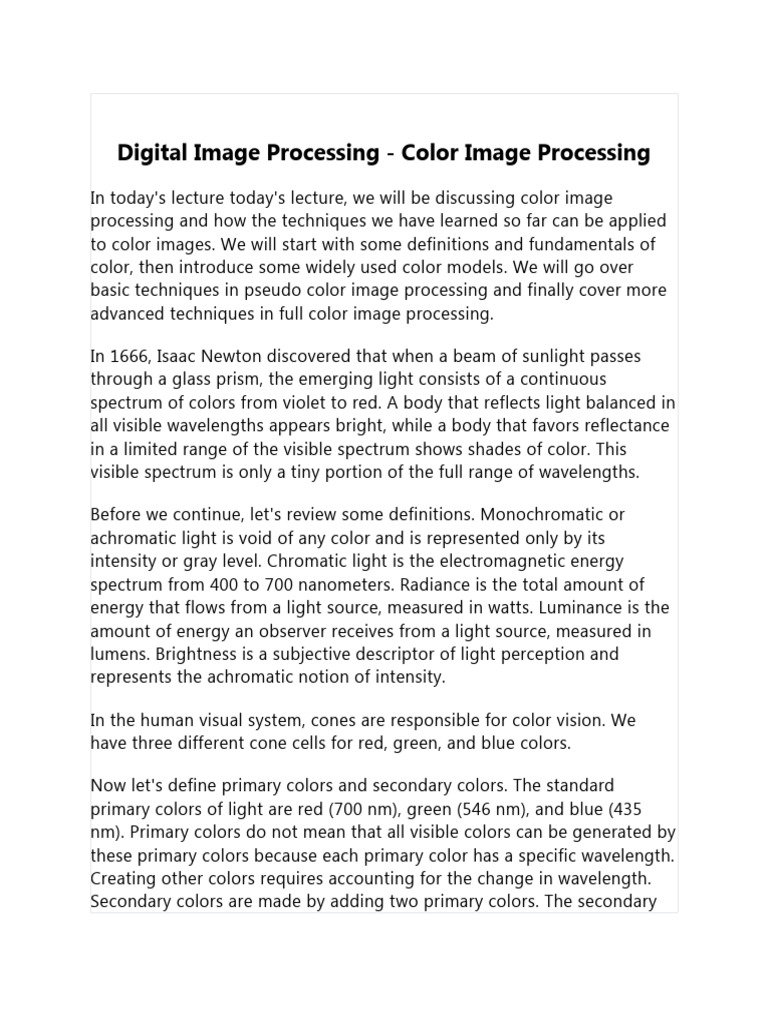 Digital Image Processing | PDF | Rgb Color Model | Color