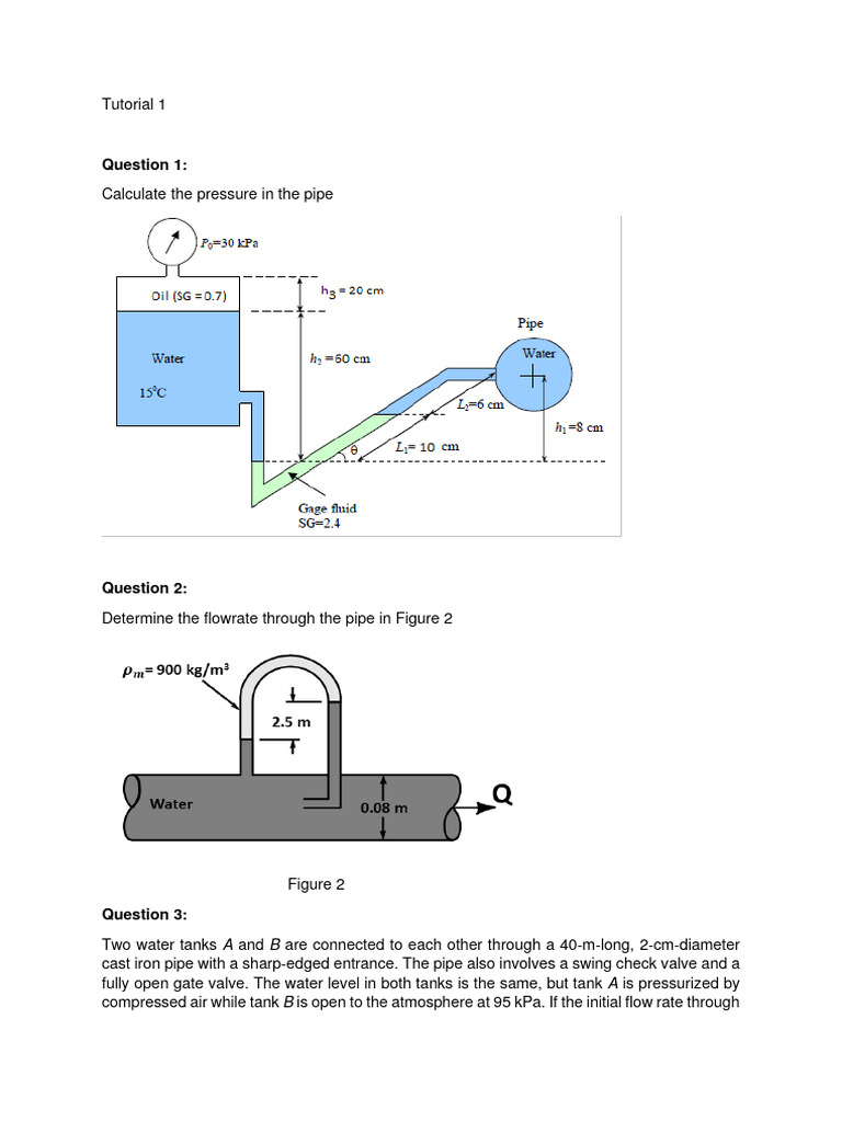 TPH- Fluid Tutorial 1 | PDF