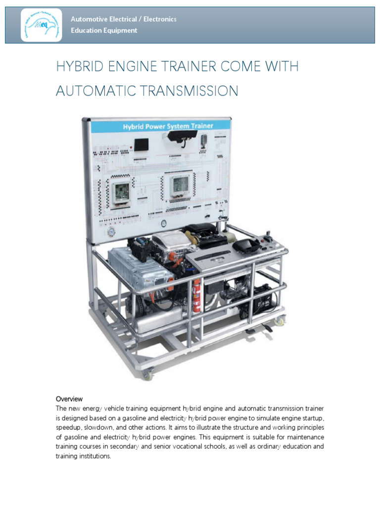 Hybrid Engine Training Equipment | PDF | Hybrid Vehicle | Electric Power