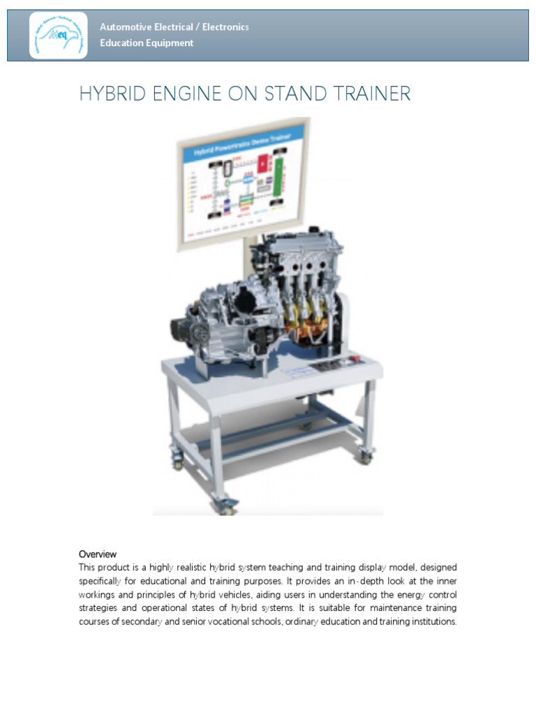 Hybrid Engine On Stand Trainer | PDF | Hybrid Vehicle | Hybrid Electric Vehicle