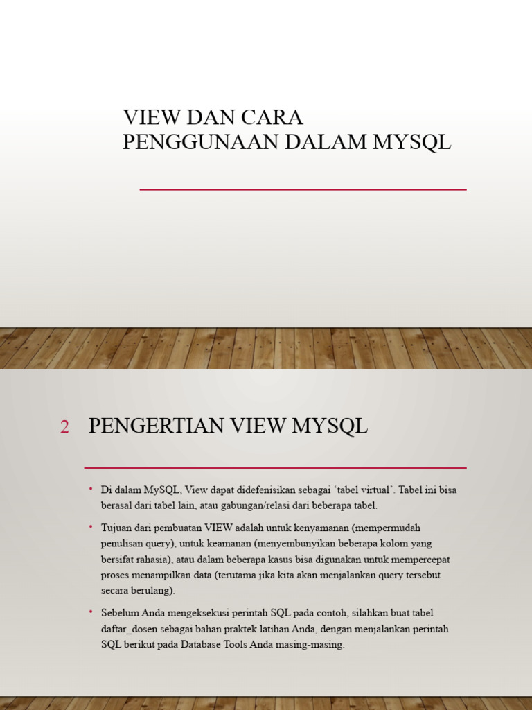 9 VIEW Dan Cara Penggunaan Dalam MySQL | PDF | Metode & Bahan Ajar ... 9 VIEW Dan Cara Penggunaan Dalam MySQL | PDF | Metode & Bahan Ajar ...