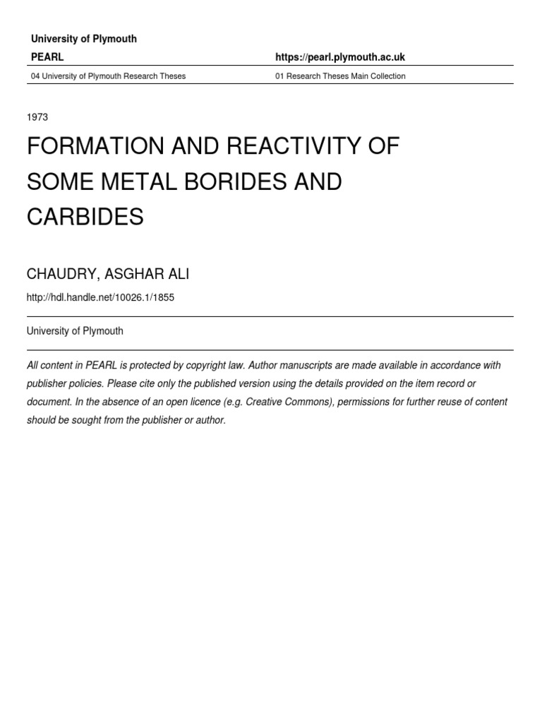 Review On Metallic Borides | PDF | Atoms | Chemical Elements