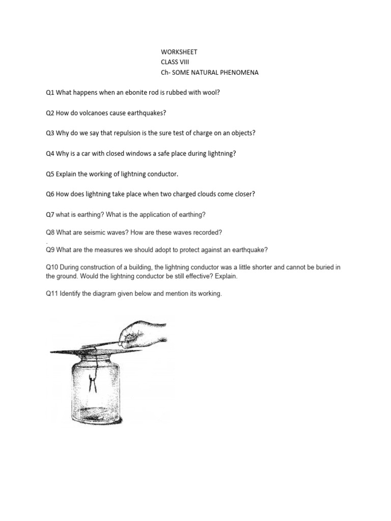 Natural Phenomena Worksheet for Class VIII | PDF