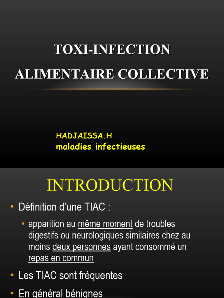 Toxi-infections Alimentaires Collectives | PDF | Intoxication ...