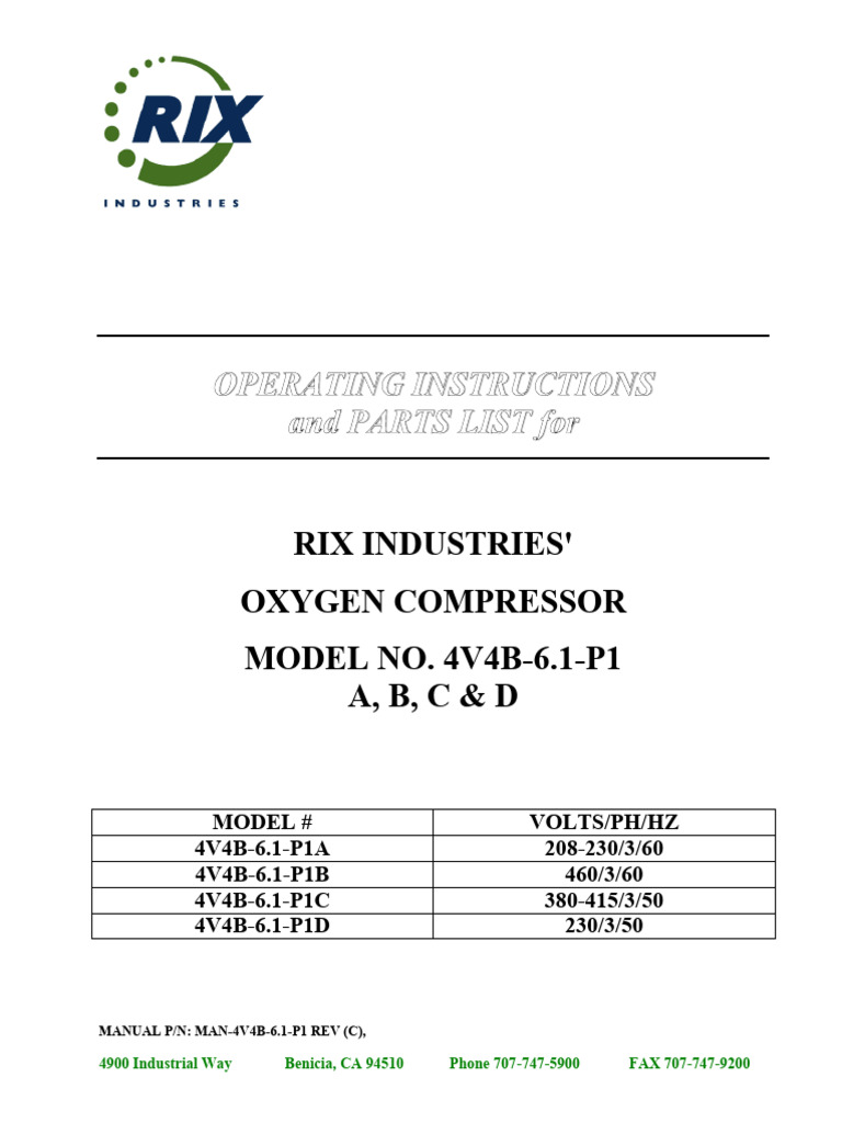 Rix 4v4b-6.1-p1 A, B, C, D Manual (C) | Download Free PDF | Piston | Leak
