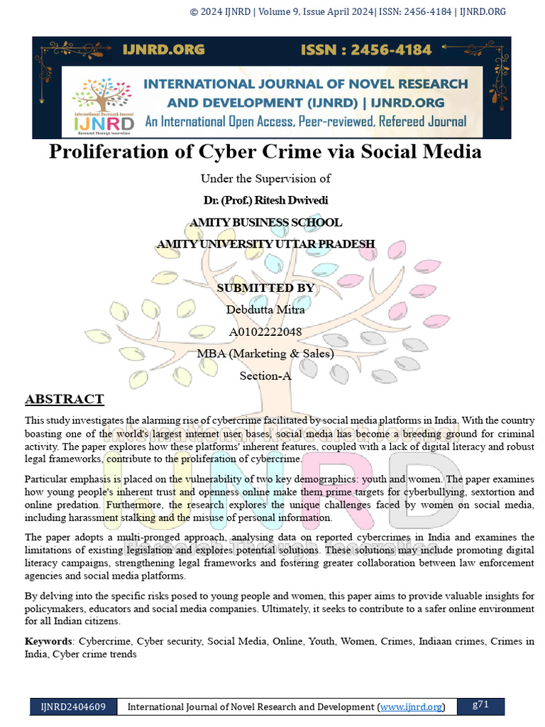 Proliferation of Cyber Crime Via Social Media | PDF | Cybercrime | Social Media