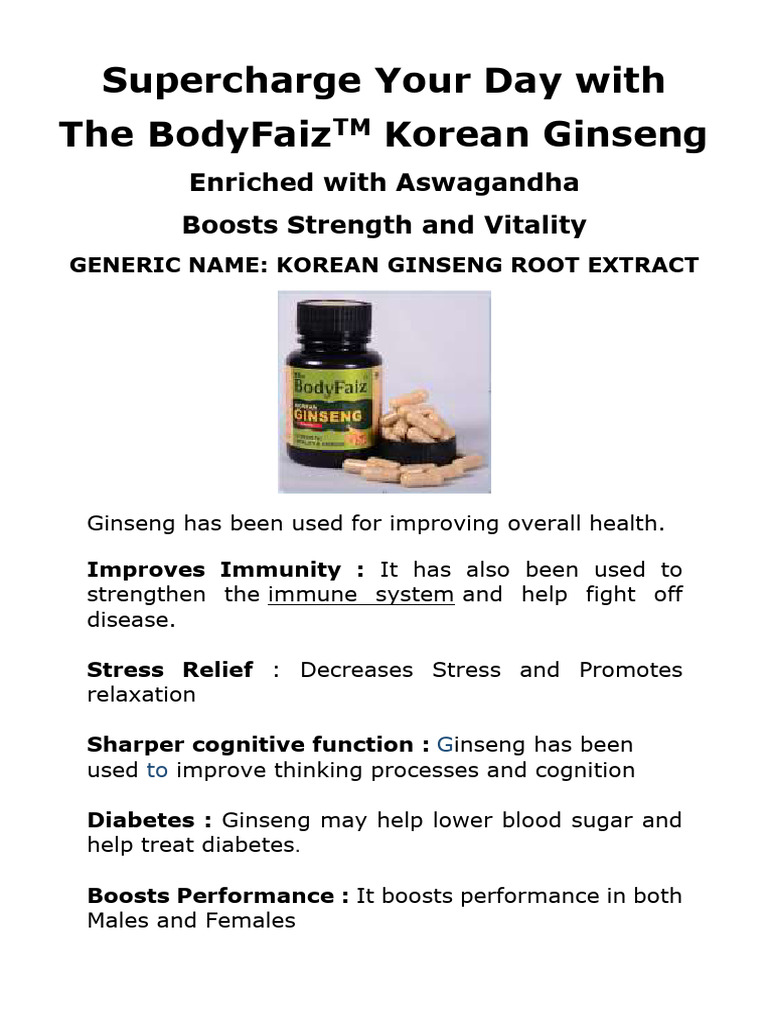The BodyFaizTM Korean Ginseng | PDF | Self-Improvement