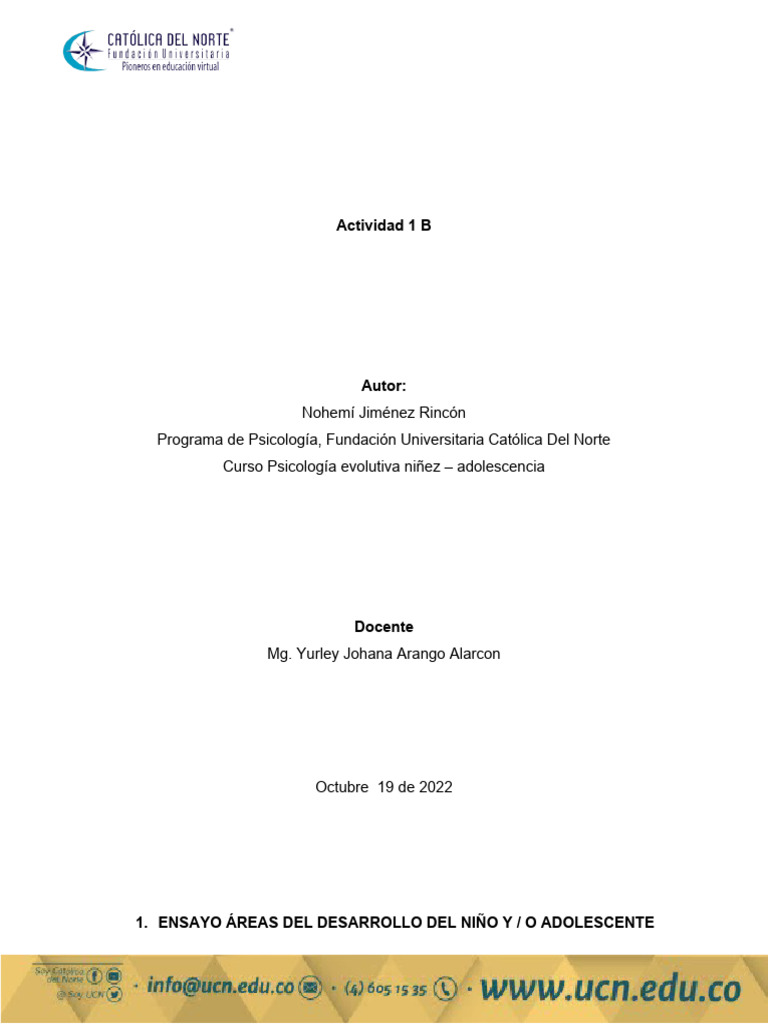 Actividad B Individual Ensayo | PDF | Aprendizaje | Psicología del desarrollo