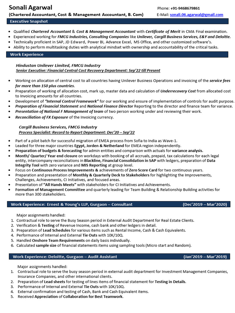 CV - Sonali Agarwal | Download Free PDF | Accountant | Audit