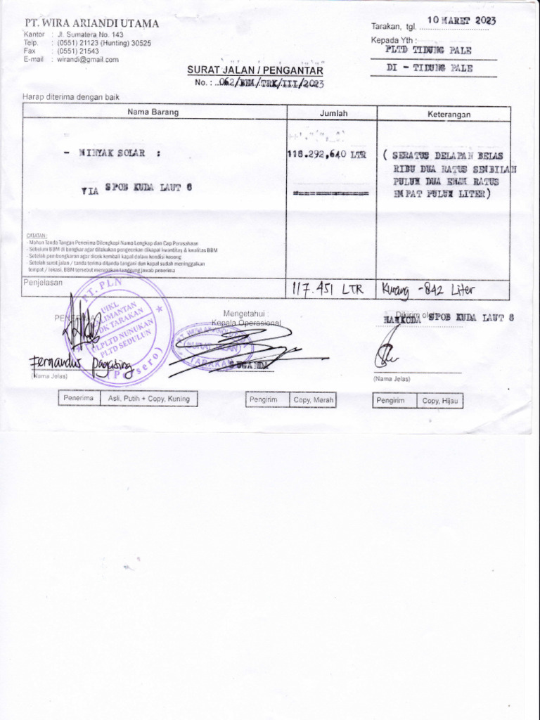 Trfffi) : Wira Ariandi Utama Telp Fax ..,T +,,,. Ttffi.-T0 Flffii?,& | PDF