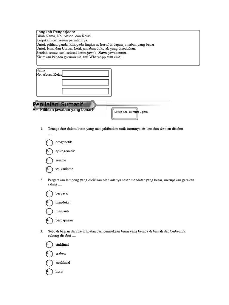 SMP IPA 8 Penilaian Sumatif 6 | PDF | Sains & Matematika