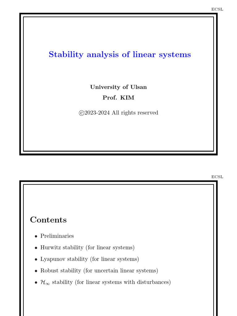 Week04-System Stability-1 | PDF | Stability Theory | Mechanics