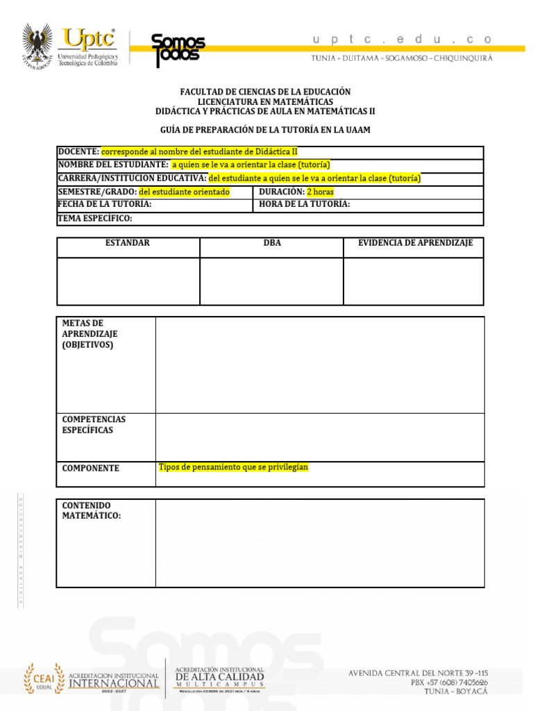 Formato Guía de Preparación de La Tutoría en La UAAM | Descargar gratis PDF | Aprendizaje ...