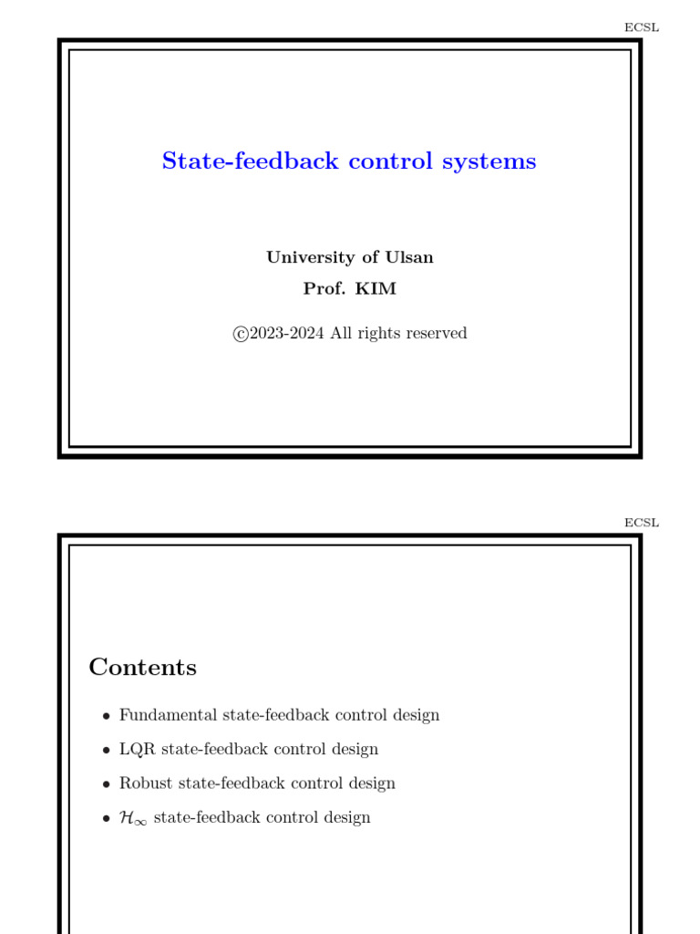 State-Feedback Control Design | PDF | Matrix (Mathematics) | Control Theory
