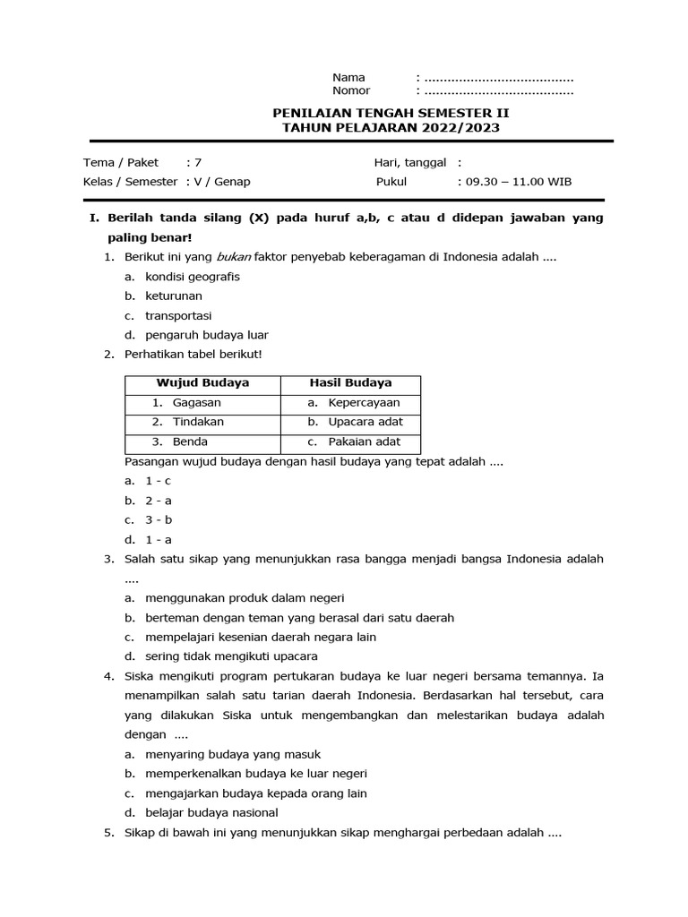 Soal PTS Tema 7 | PDF