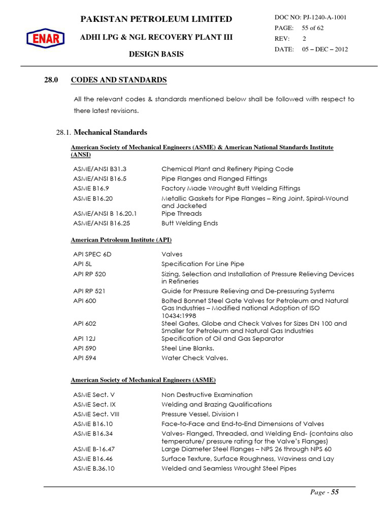 Codes & Standards | PDF | Pipe (Fluid Conveyance) | Valve