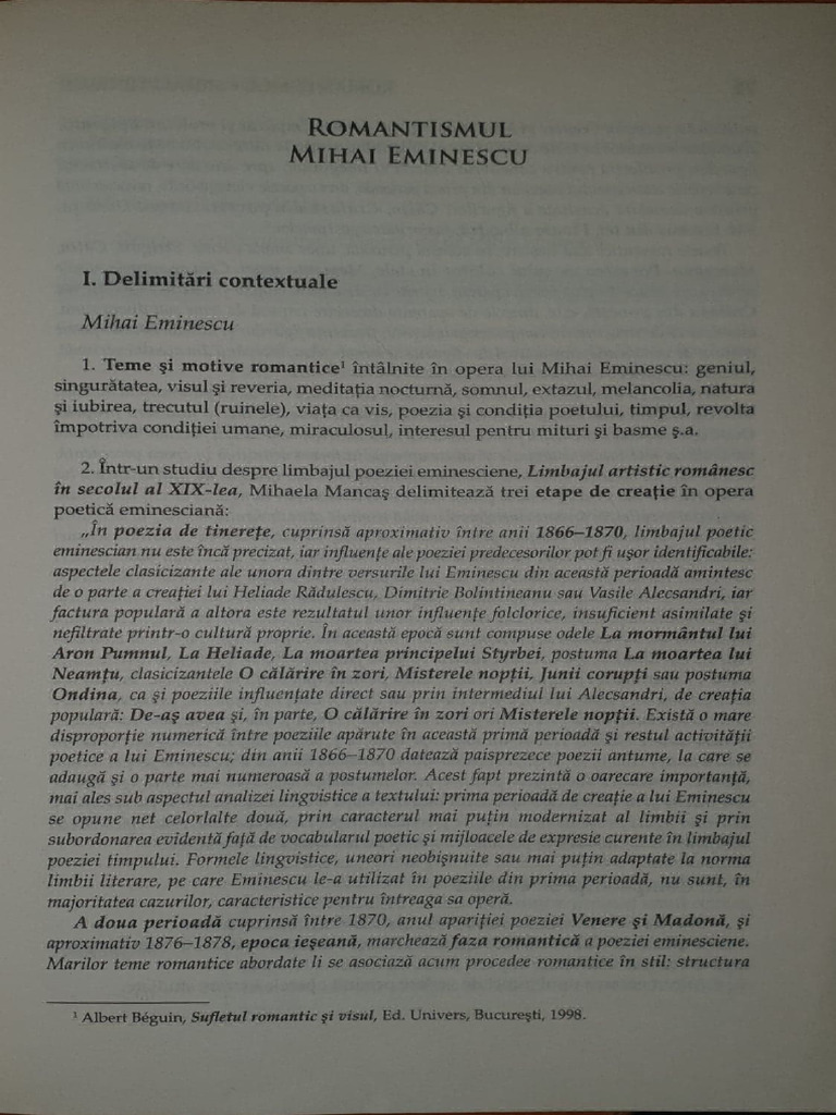 Romantismul la Mihai Eminescu | PDF