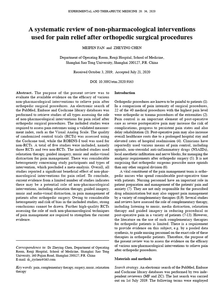 Etm 20 5 9163 PDF | PDF | Pain Management | Randomized Controlled Trial