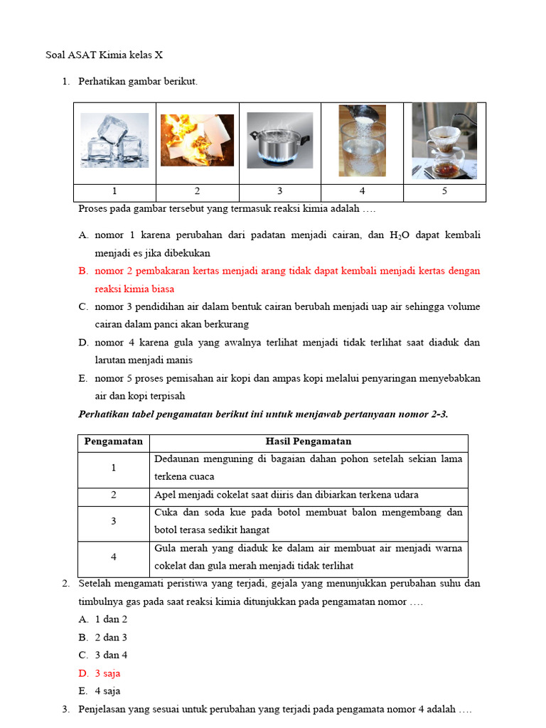 Soal ASAT Kimia Kelas X | PDF | Sains & Matematika