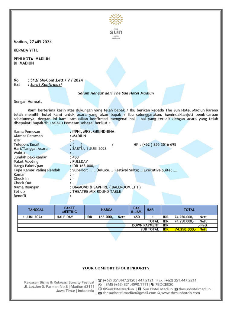 Confirmation Letter Ppni Sunat Modern Kota Madiun | PDF | Pengelolaan ... Confirmation Letter Ppni Sunat Modern Kota Madiun | PDF | Pengelolaan ...