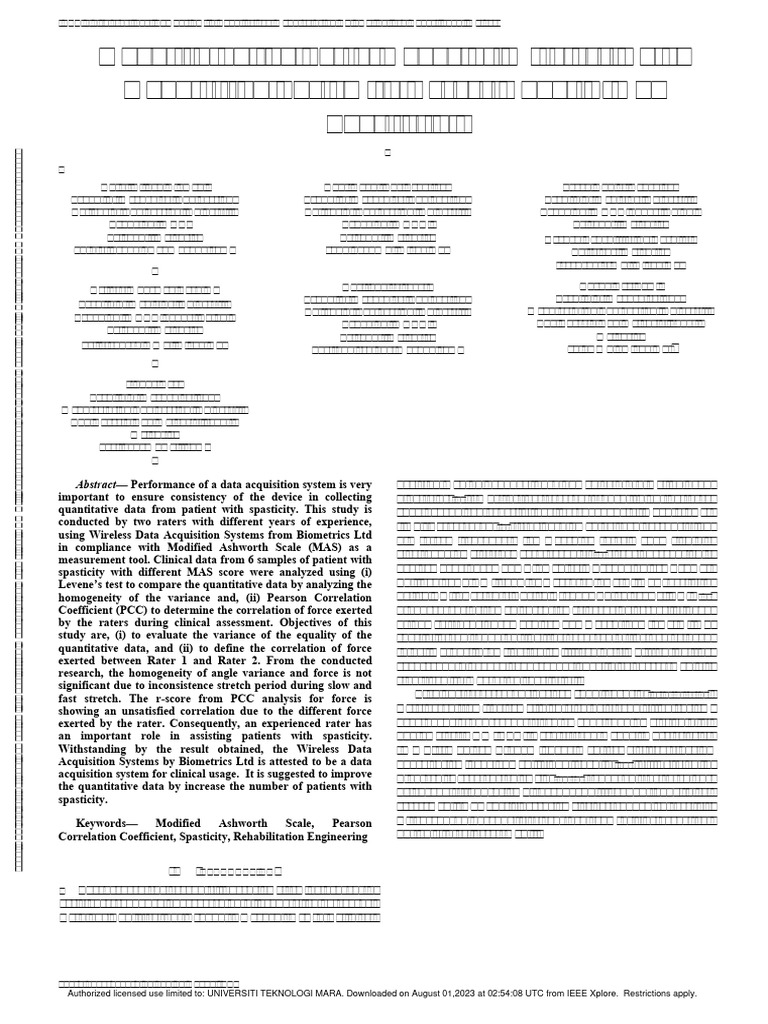 Quantifying The Performance Of Wireless Data Acquisition System To Assess Upper Limb Spasticity