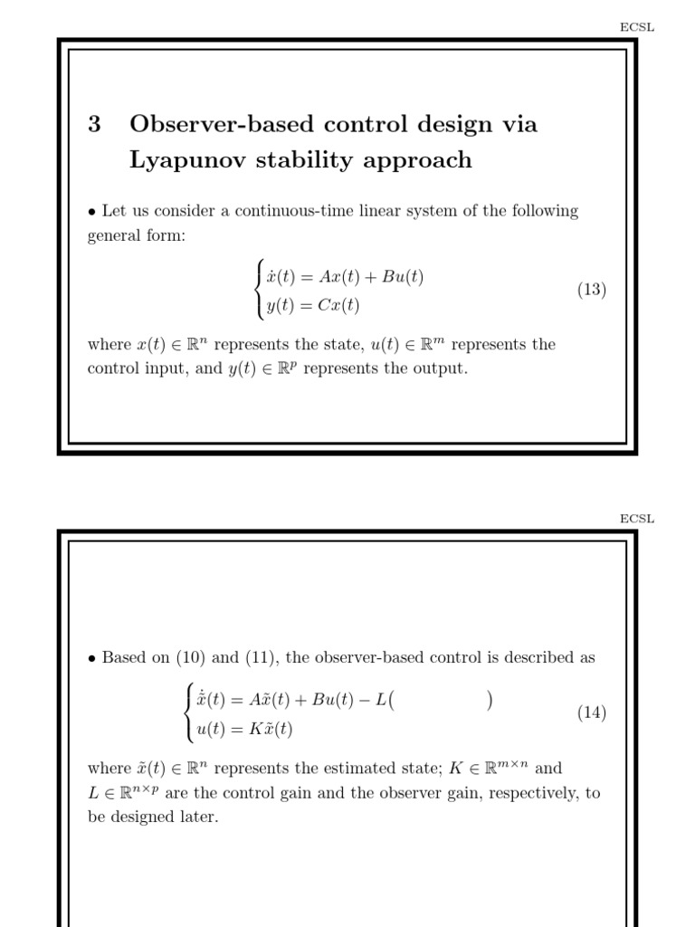 Week12-Observer-based Output-Feedback Control-Part3 | PDF | Control Theory | Applied Mathematics