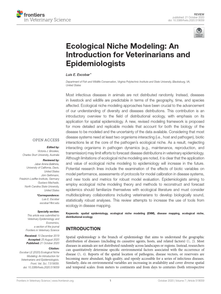 Ecological Niche Modeling An Introduction For Vete | PDF | Epidemiology ...