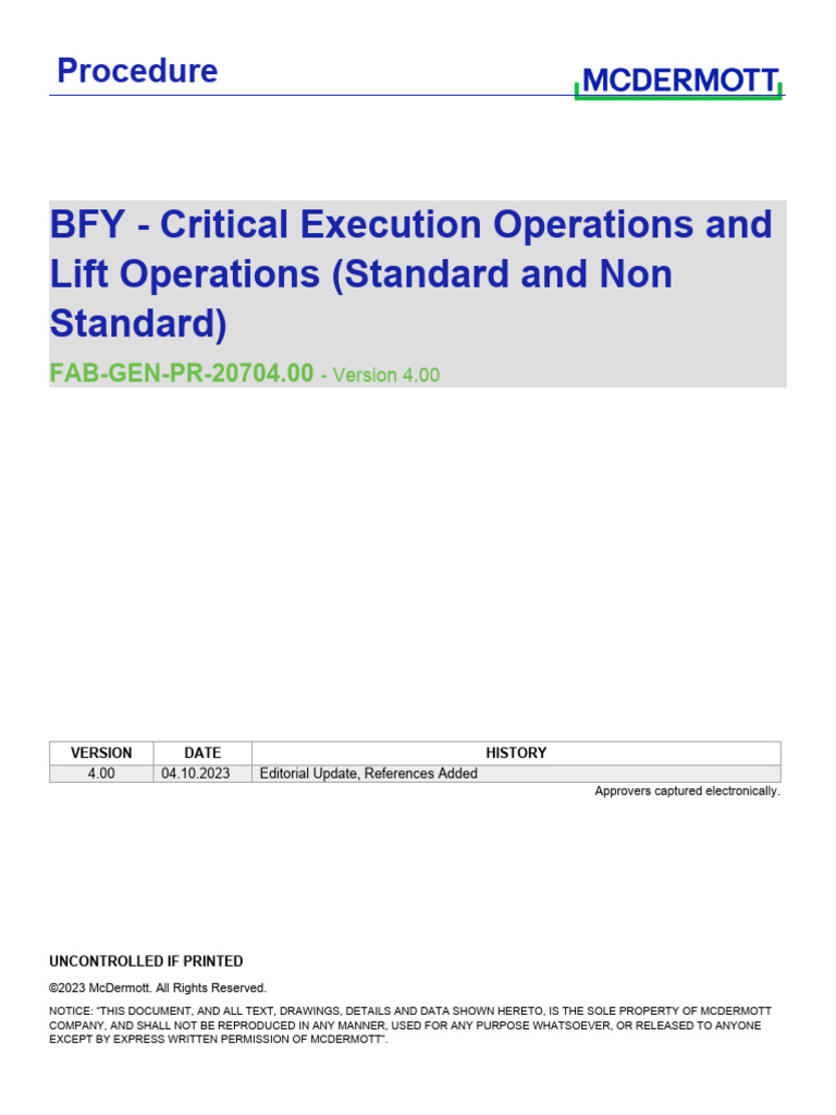FAB-GEN-PR-20704.00 - BFY - Critical Execution Operations and Lift Operations (Standard and Non ...