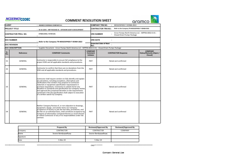 Offshore GOSP-4 Development Sheet | PDF | Specification (Technical ...