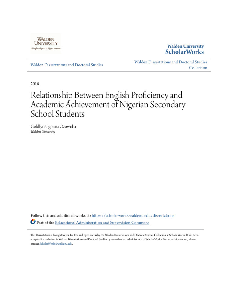 Relationship Between English Proficiency and Academic Achievement | PDF ...