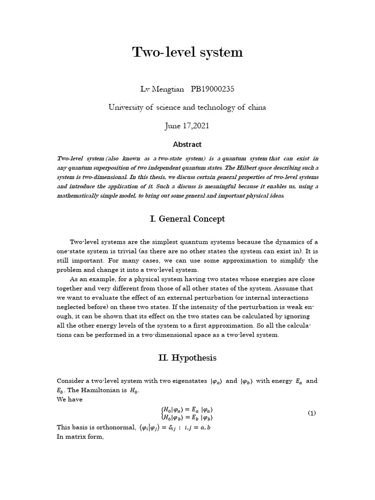 Two-Level System | Download Free PDF | Mathematical Physics | Physics