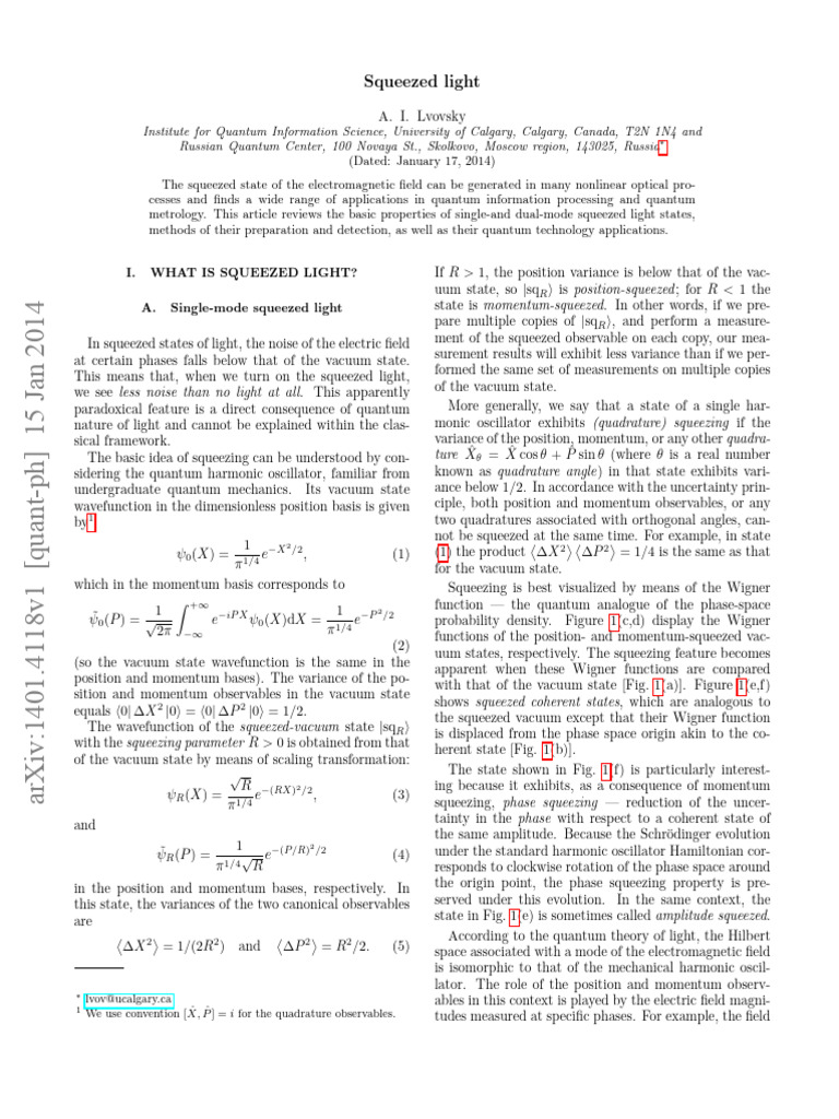 Squeezed Light 3 | PDF | Electromagnetic Radiation | Atomic