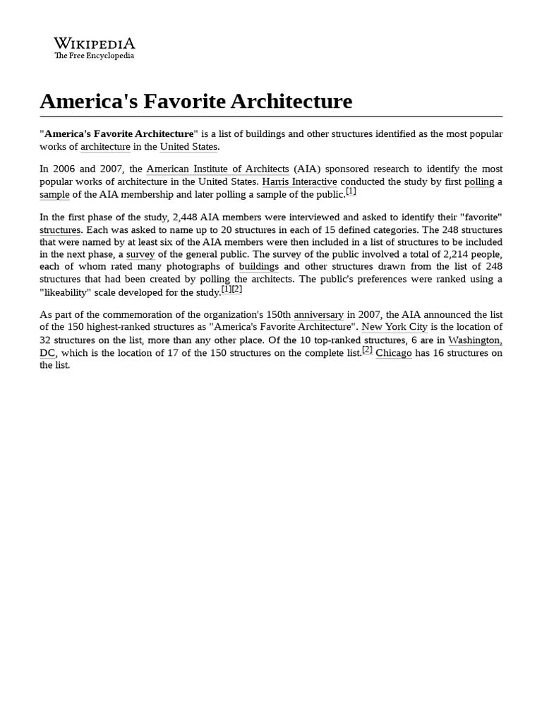 America's Favorite Architecture List | PDF | Buildings And Structures ...