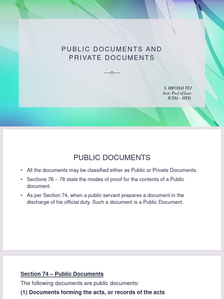 PUBLIC DOCUMENTS AND PRIVATE DOCUMENTS - | PDF | Ambiguity | Probate