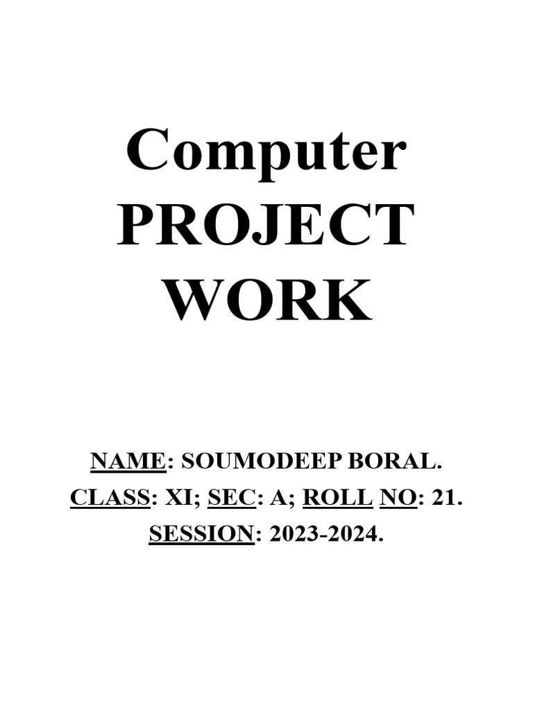 Class Xi Computer Project Pdf Matrix Mathematics Applied Mathematics 