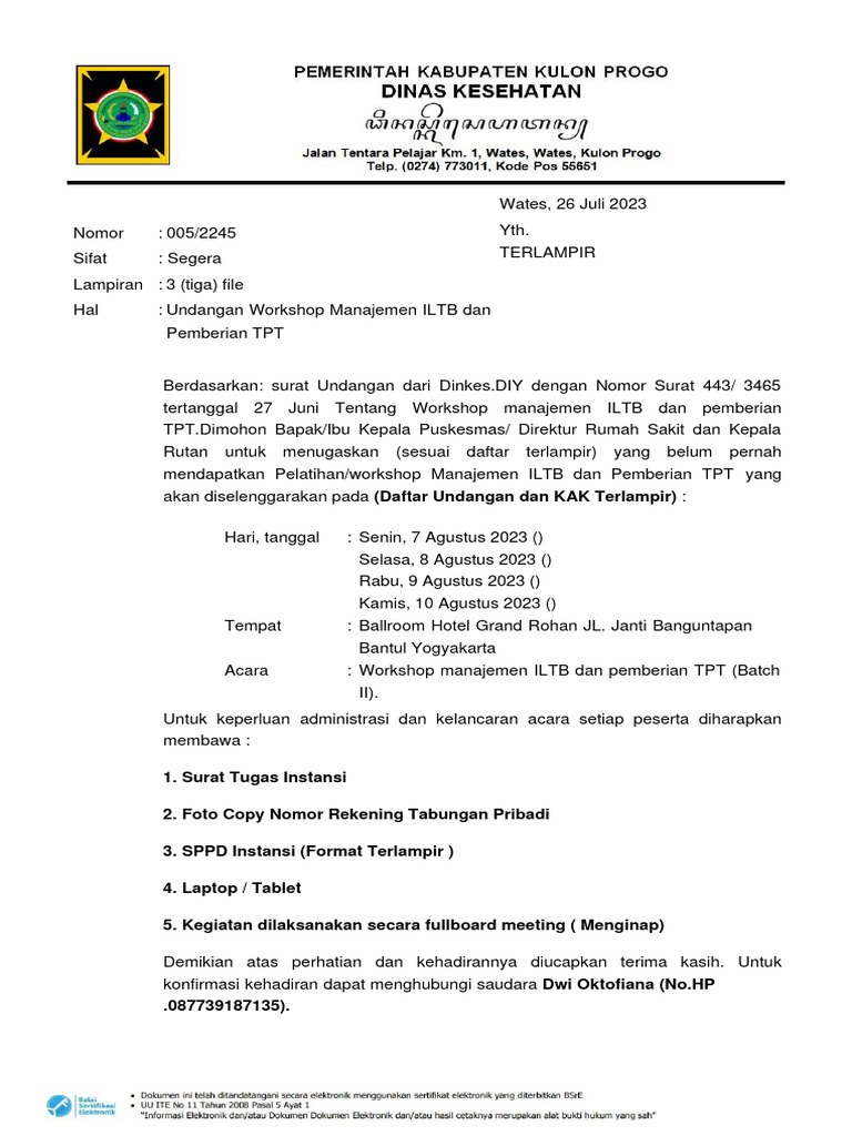 Undangan Workshop Iltb Dan TPT Fik | PDF