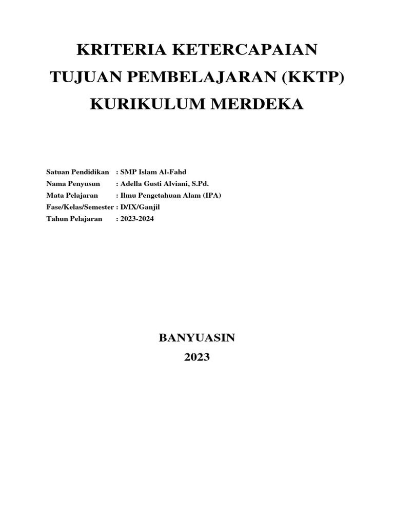 KKTP Kelas 9 IPA | PDF