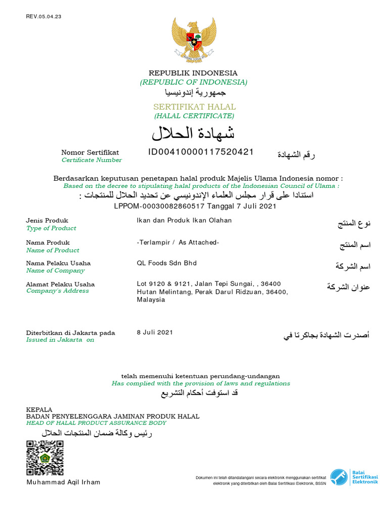 Sertifikat Halal BPJPH QL Food | PDF | Foods | Cuisine