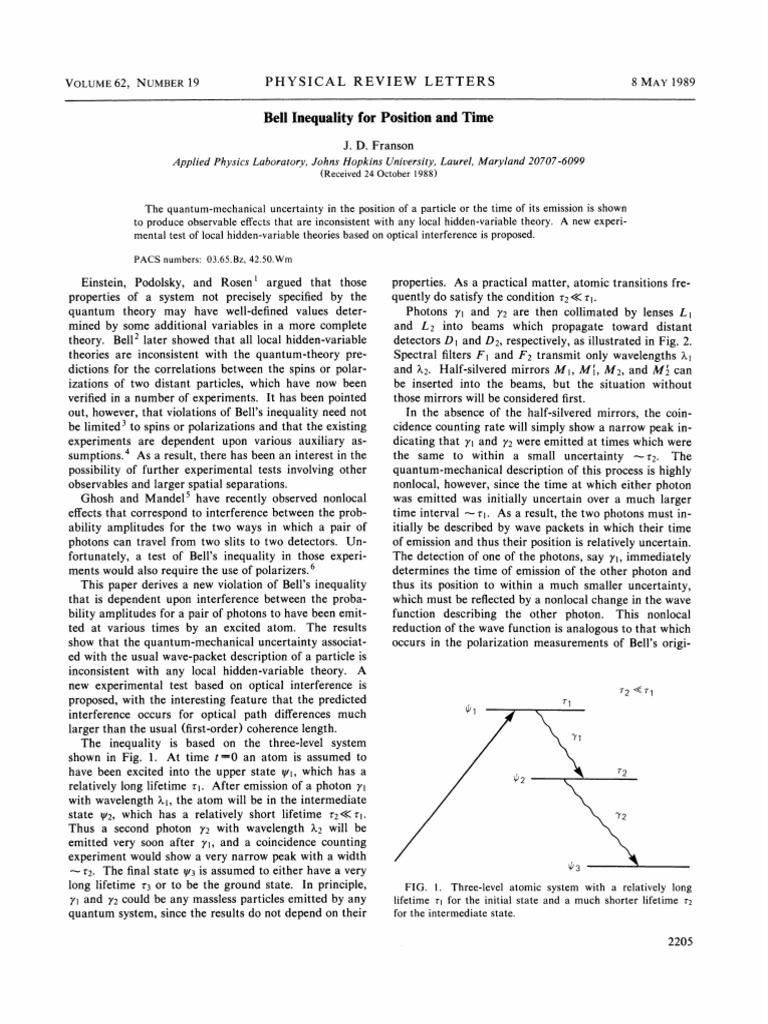 Bell Inequality in Position and Time | PDF | Photon | Quantum Mechanics