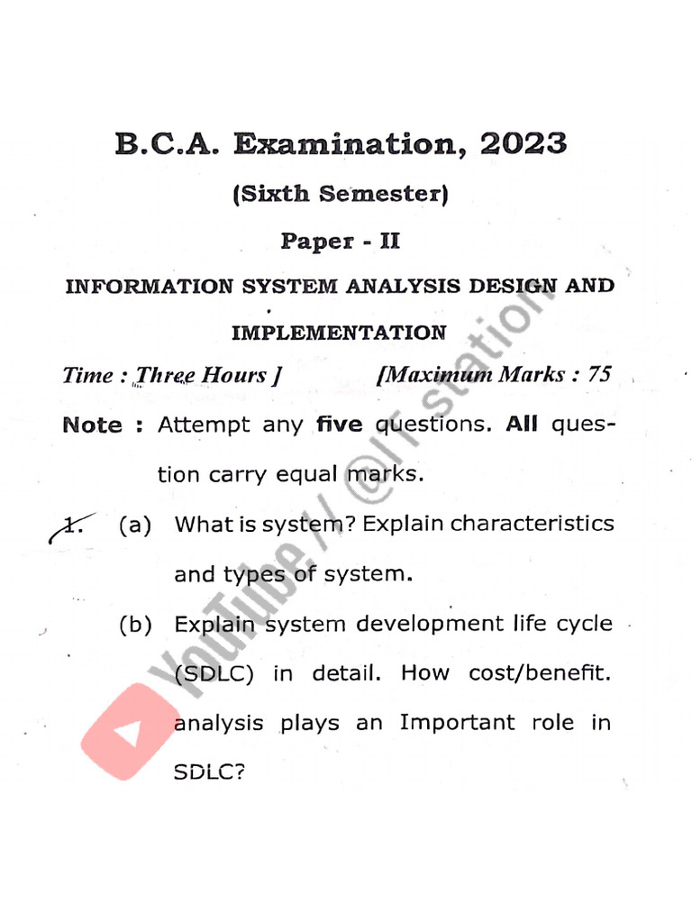 BCA 6th Semester Previous Year Question Papers | PDF