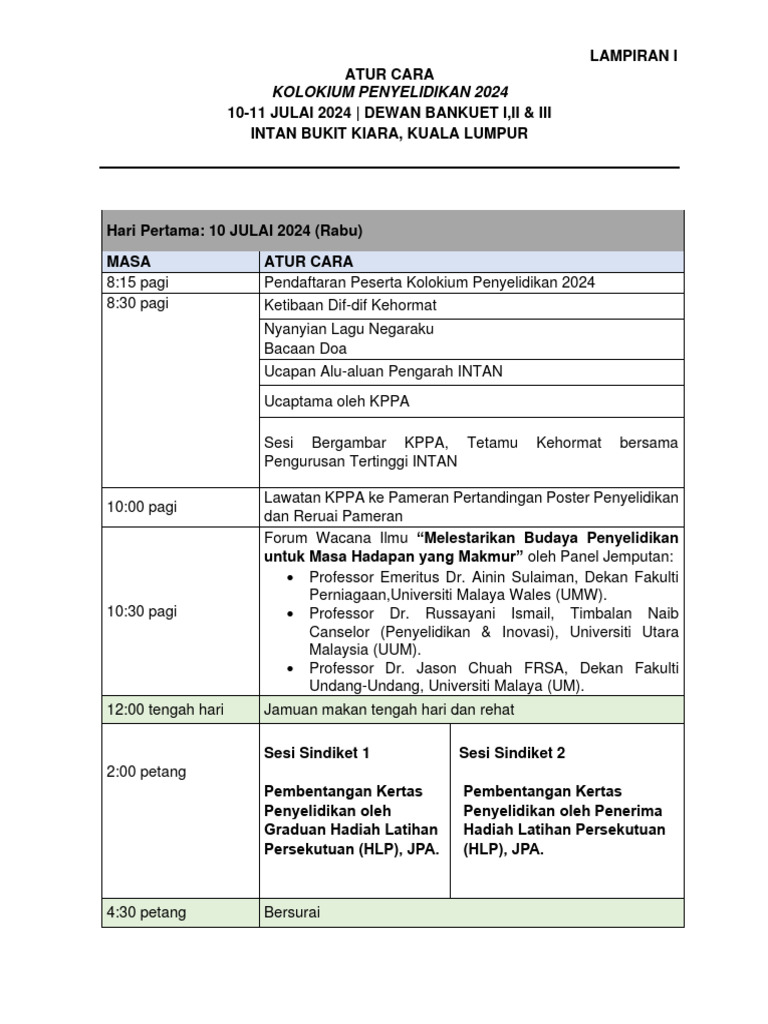 Atur Cara KP2024 Official | PDF