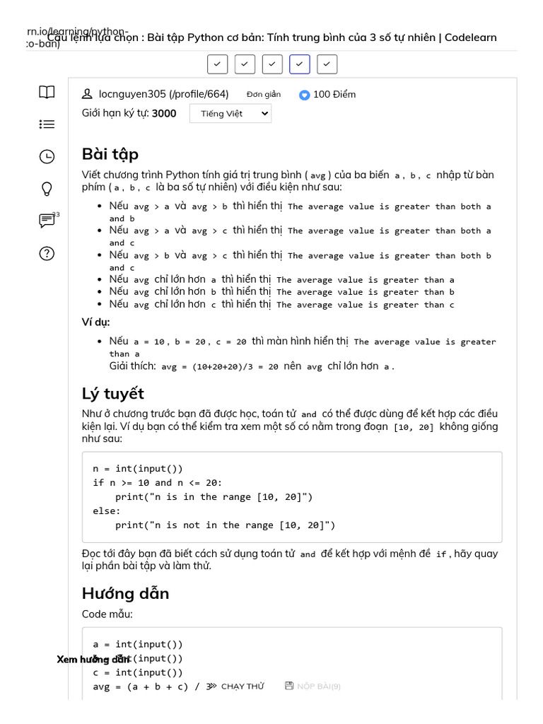 Câu lệnh if-else trong Python - Codelearn-3 | PDF